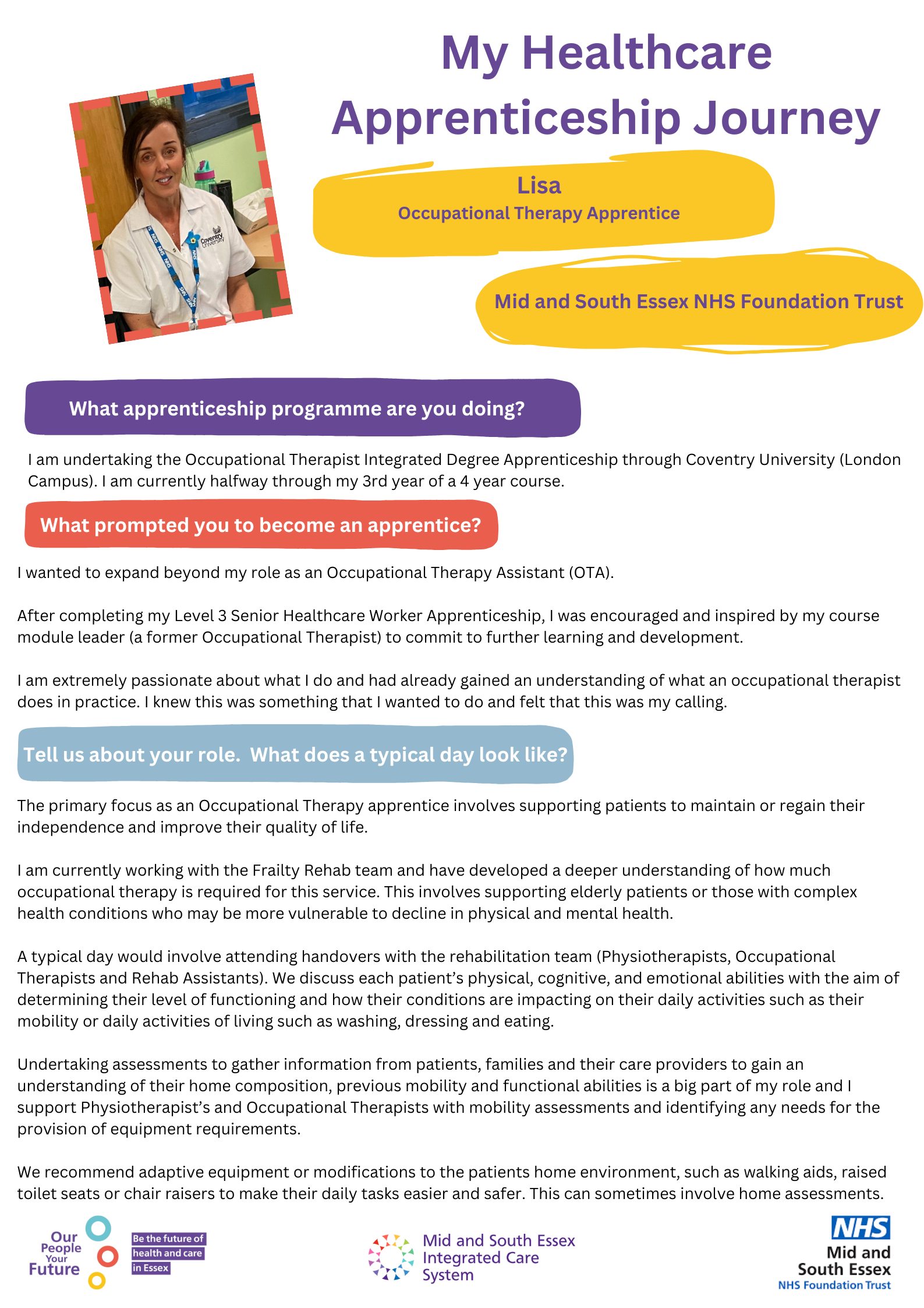 My Healthcare Apprenticeship Journey - Lisa - Occupational Therapy ...
